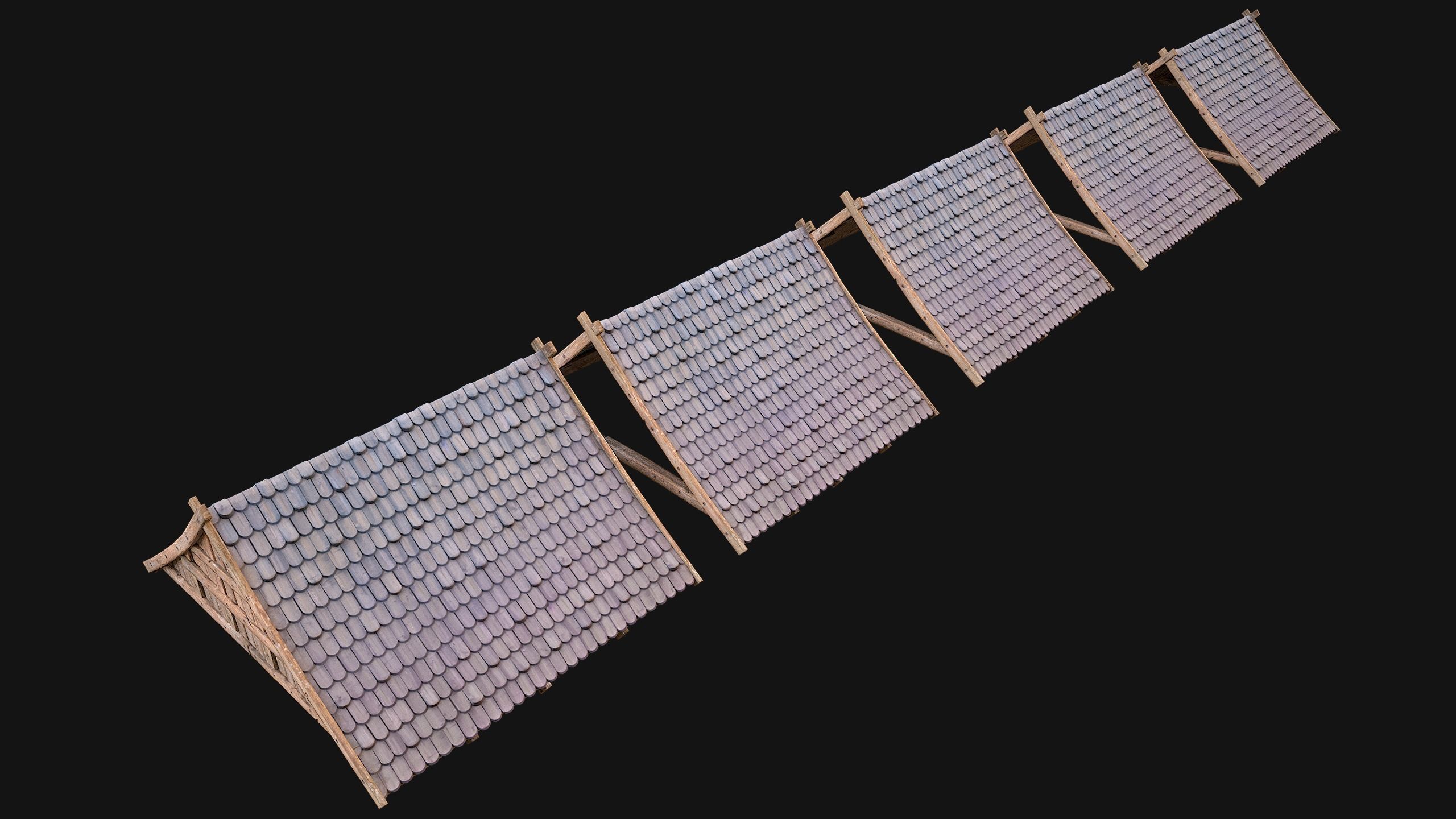 3D model Medieval Tile Roof Modular VR / AR / low-poly | CGTrader
