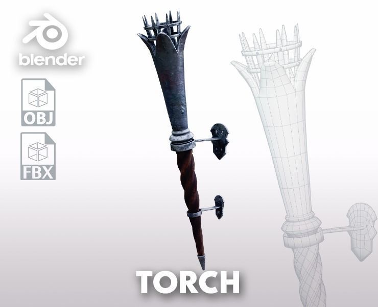 Torch medieval Prop PBR free VR / AR / low-poly 3D model | CGTrader