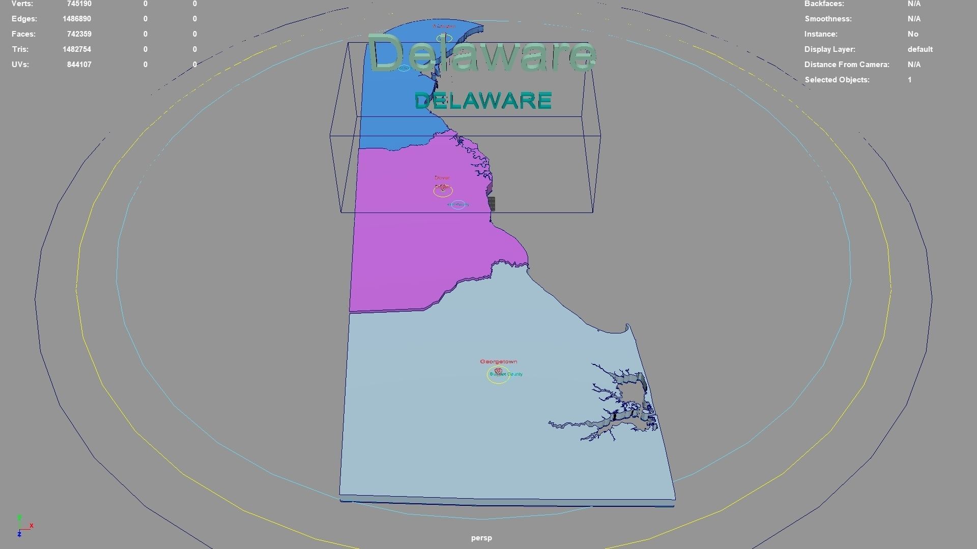 Delaware United States USA map region 3D model geography 3D model ...