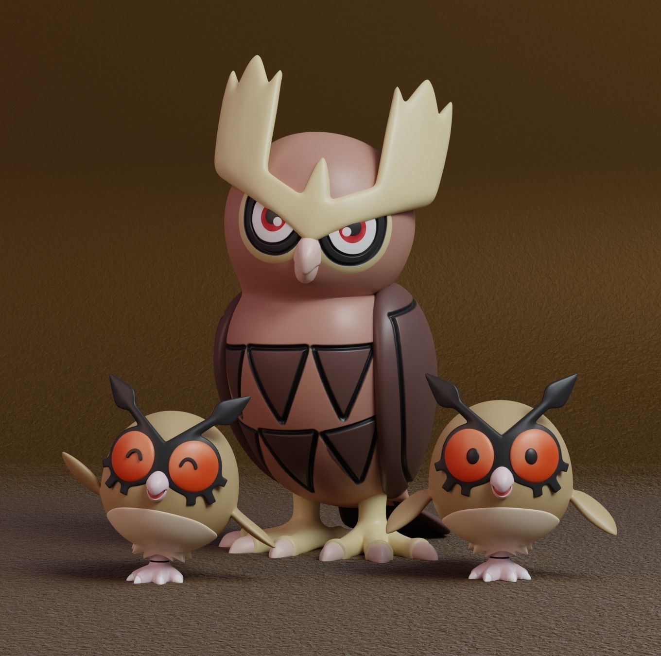 Pokemon - Hoothoot and Noctowl with 2 poses 3D model 3D printable ...