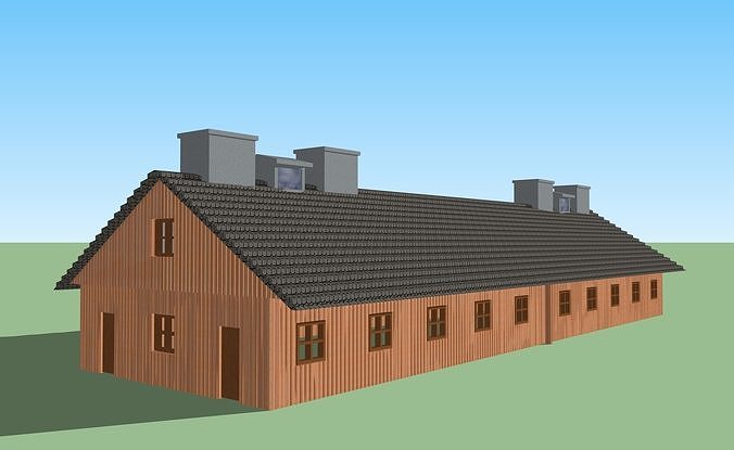 3D model Country Barrack Warehouse Barn by Outland Models VR / AR / low ...