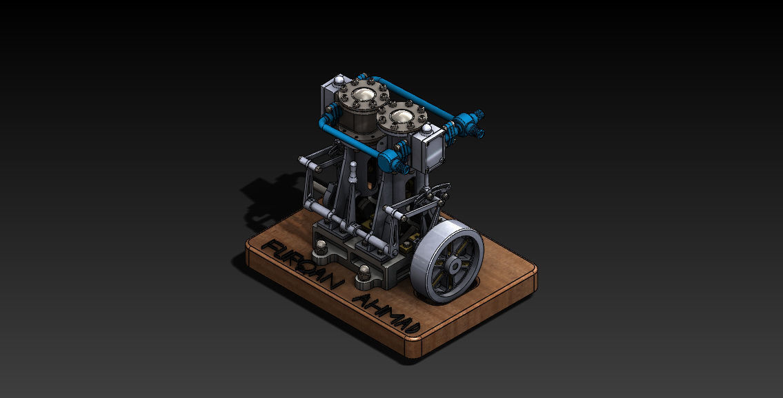 Vertical Twin Steam Engine 3D model | CGTrader