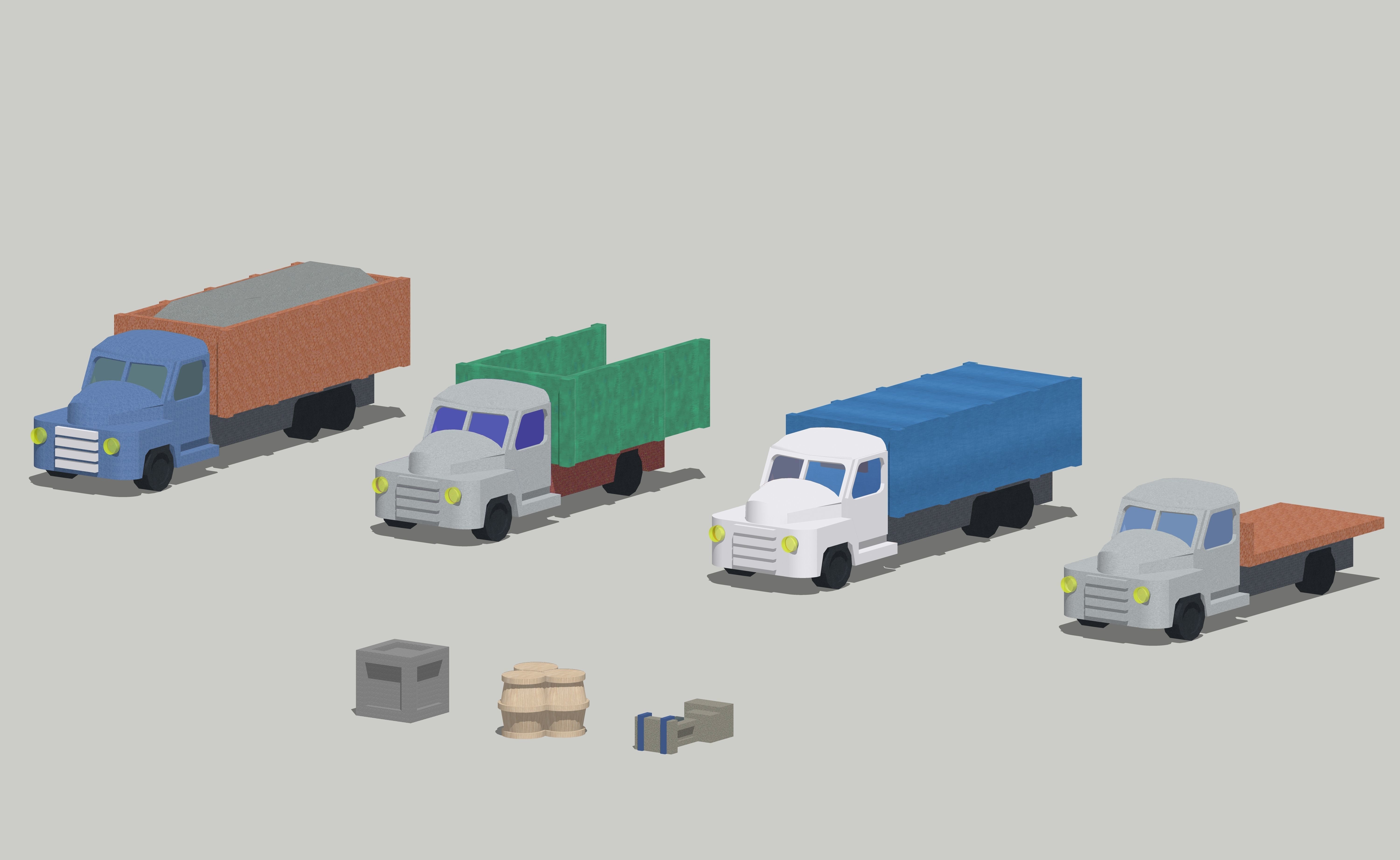 3D model Cargo Heavy Duty Dump Trucks with Goods by Outland Models VR ...