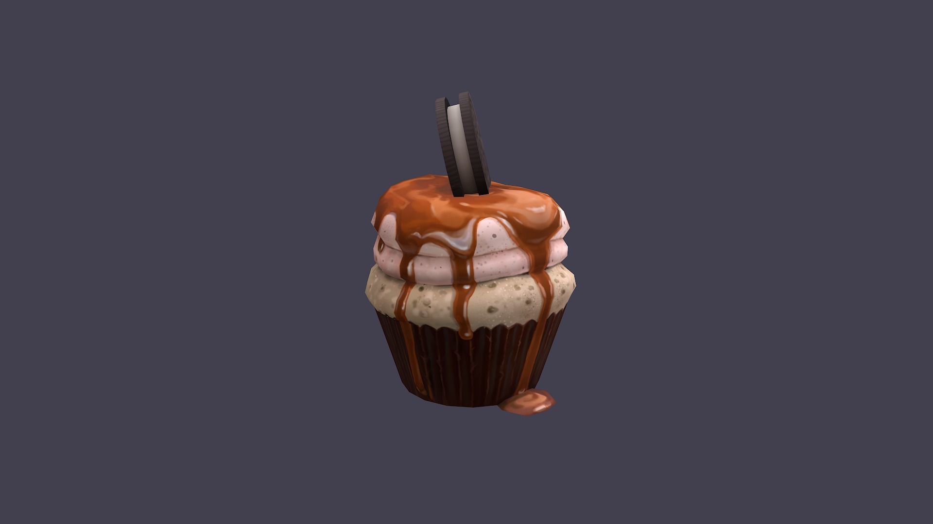 3D model Low poly stylized handpainted muffin with oreo cookie VR / AR ...