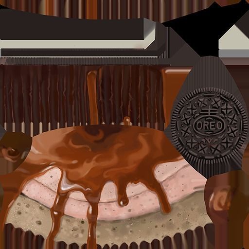 3D model Low poly stylized handpainted muffin with oreo cookie VR / AR ...