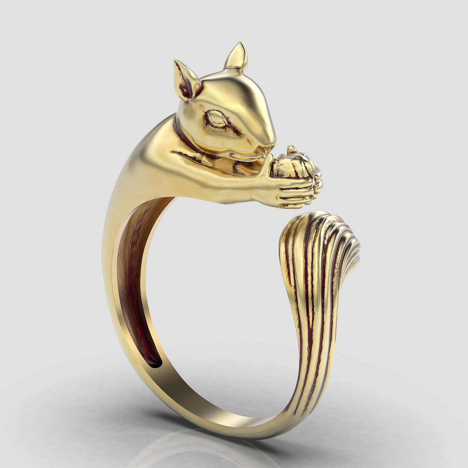 squirrel ring sterling jewelry printable 3D model 3D model 3D printable ...