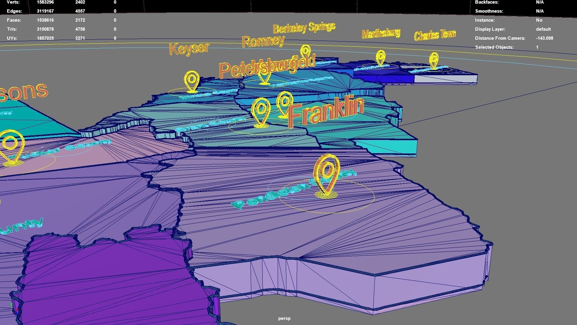 West Virginia United States USA map region 3D model geography 3D model ...