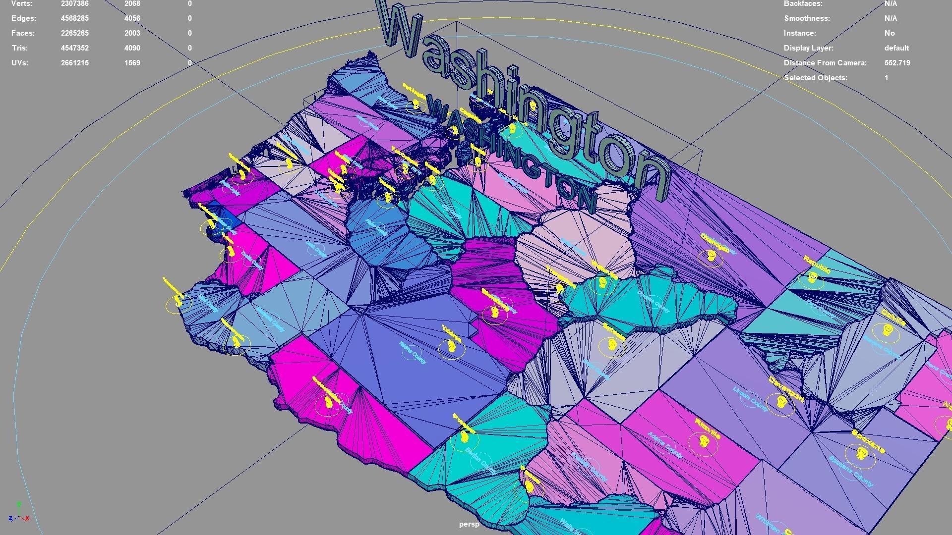 Washington United States USA map region 3D model geography 3D model ...