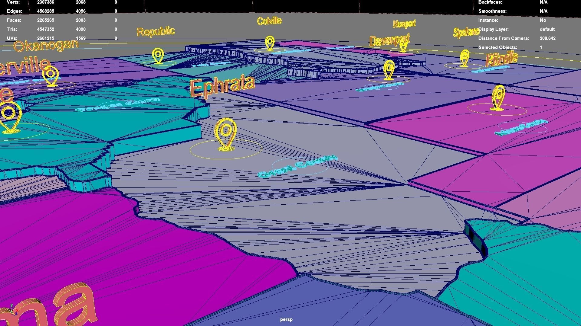 Washington United States USA map region 3D model geography 3D model ...
