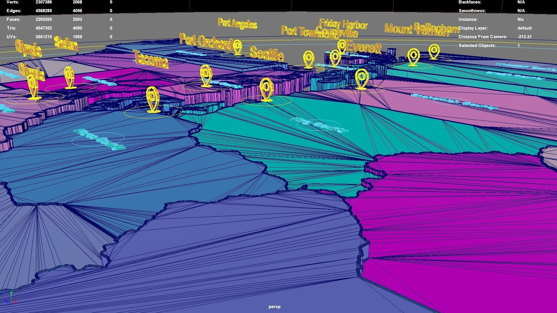 Washington United States USA map region 3D model geography 3D model ...