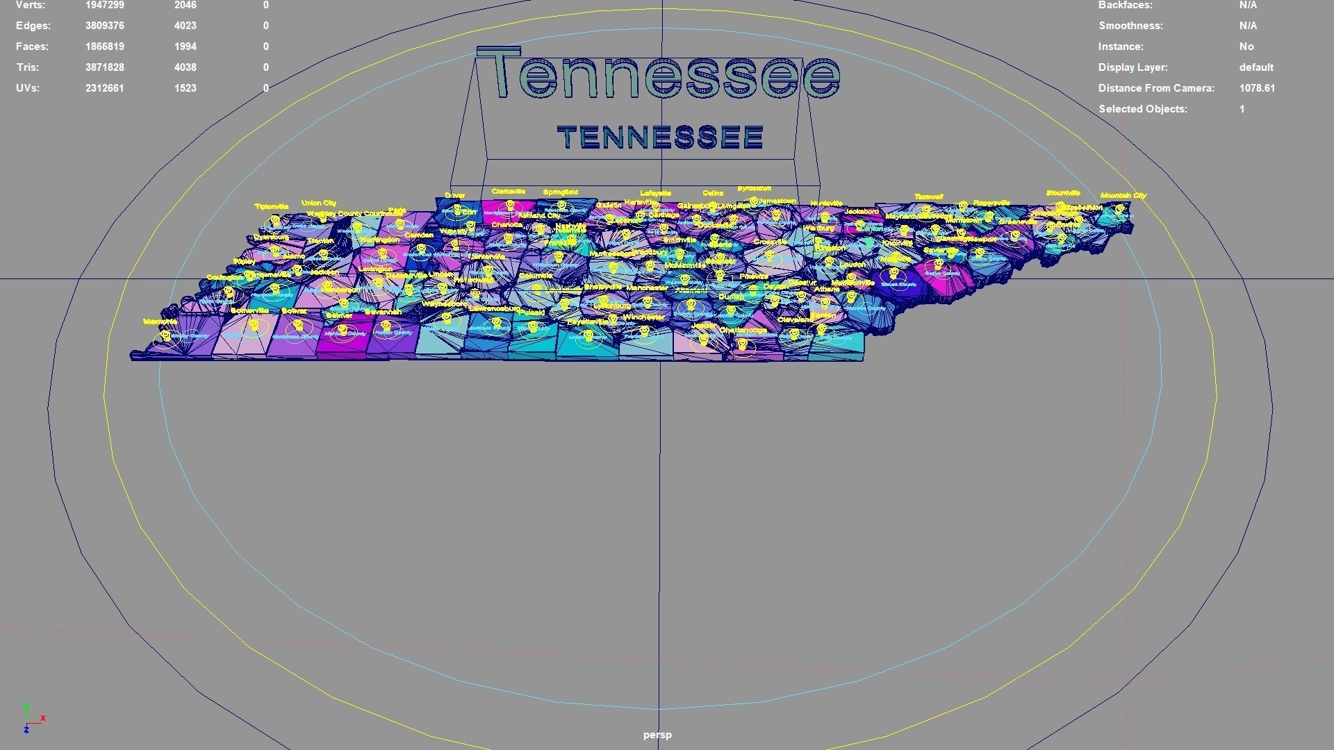 Tennessee United States USA map region 3D model geography 3D model ...