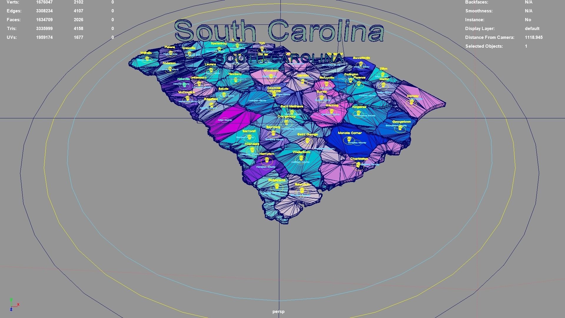 South Carolina United States USA map region 3D model geography 3D model ...