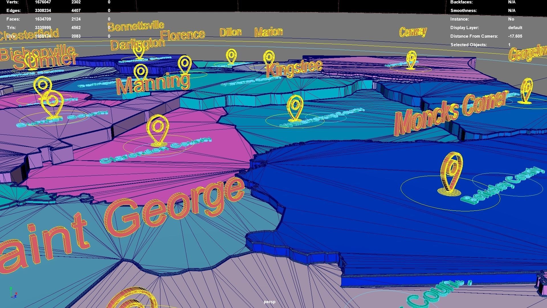 South Carolina United States USA map region 3D model geography 3D model ...