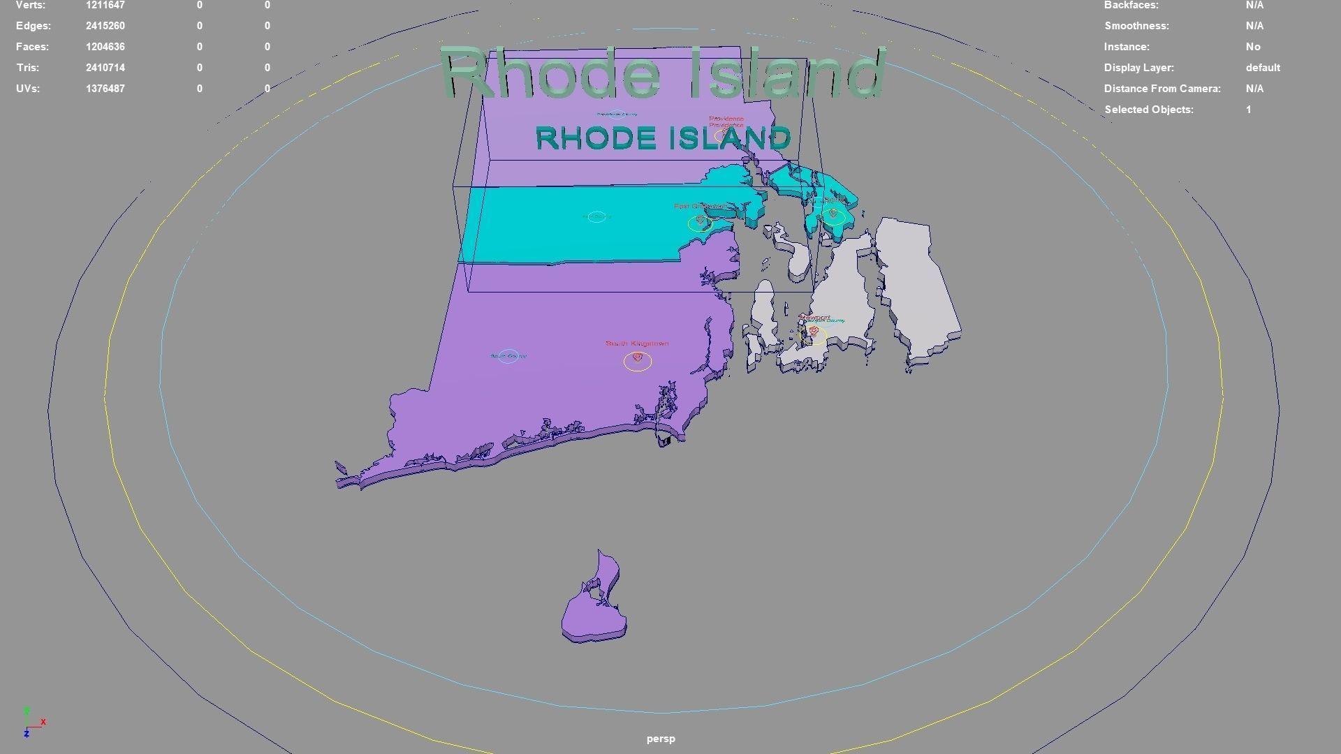 Rhode Island United States USA map region 3D model geography 3D model ...