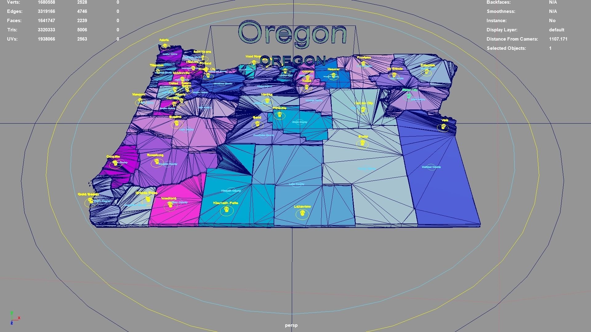 Oregon United States USA map region 3D model geography 3D model rigged ...