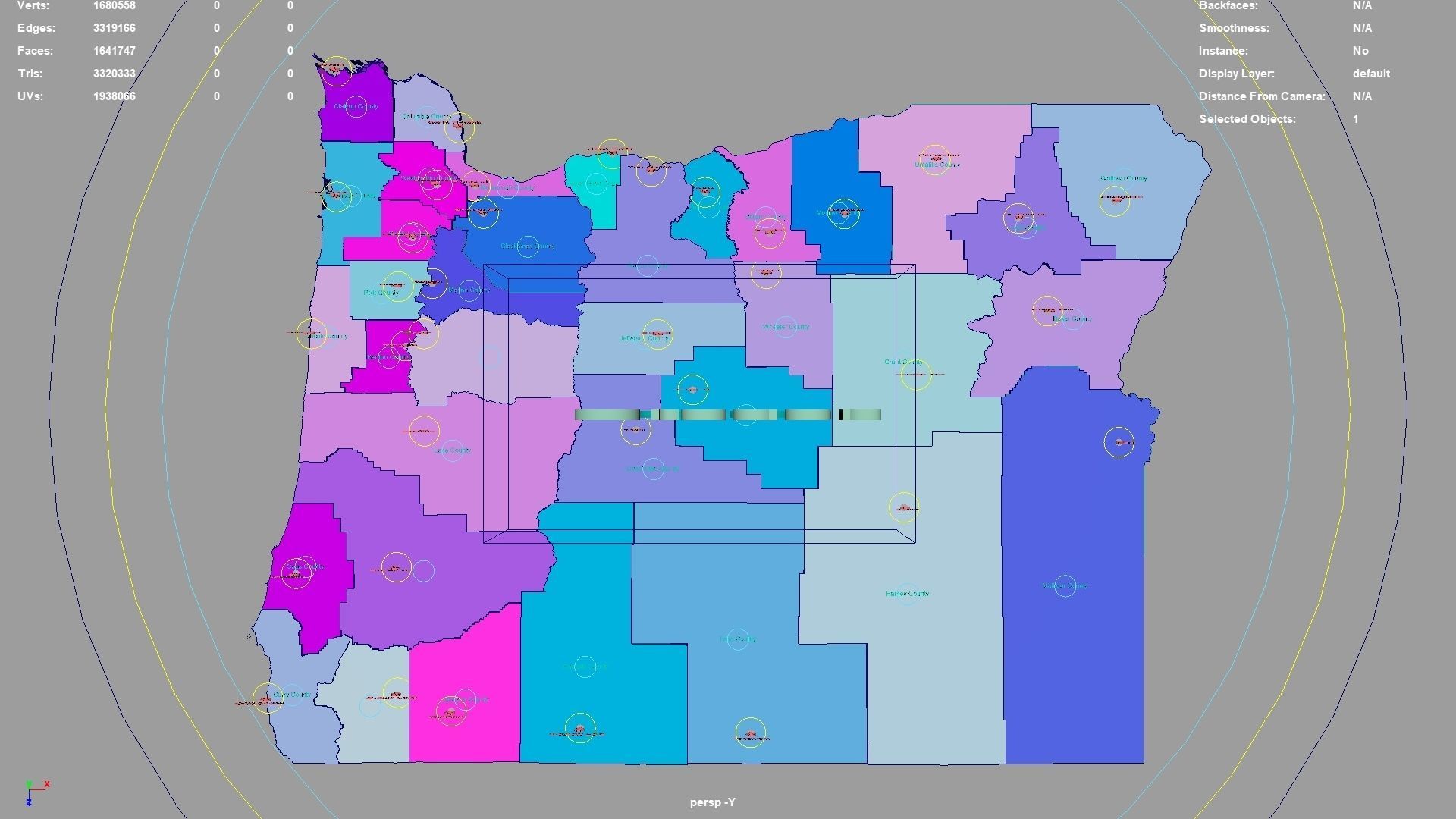 Oregon United States USA map region 3D model geography 3D model rigged ...