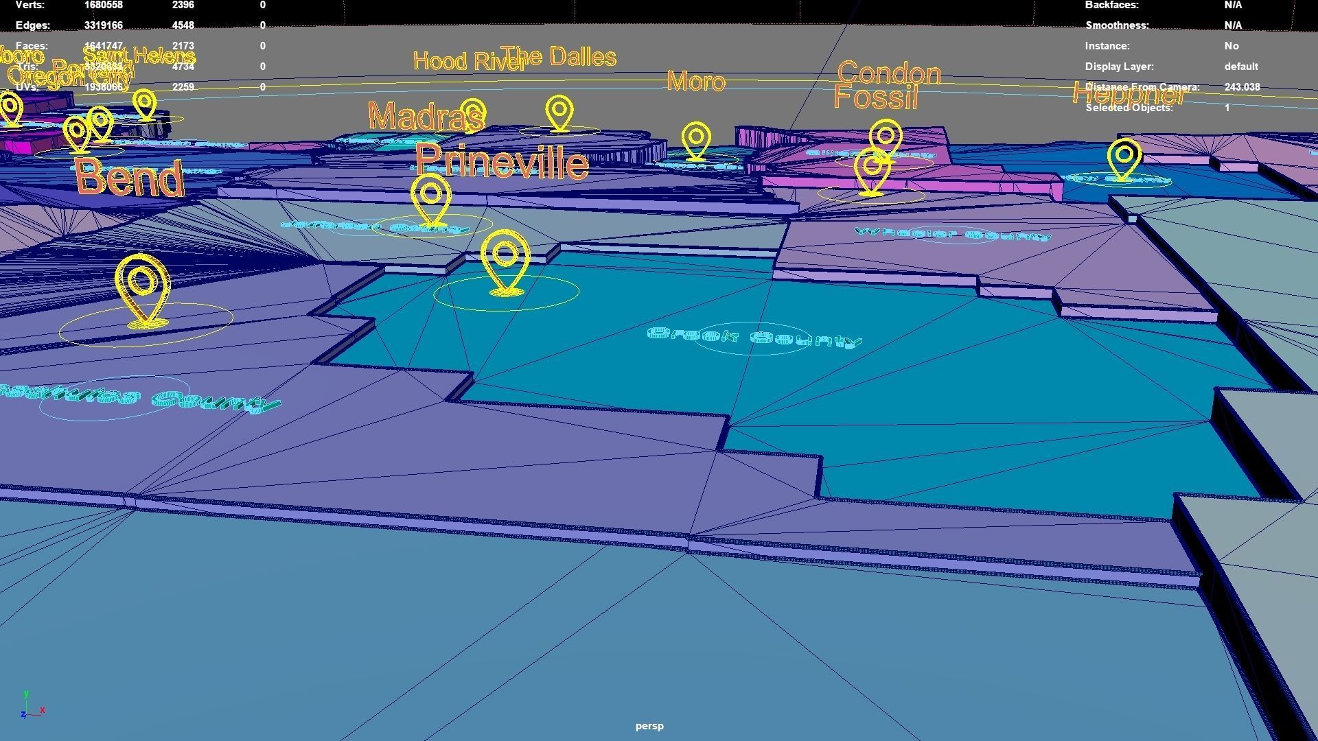 Oregon United States USA map region 3D model geography 3D model rigged ...