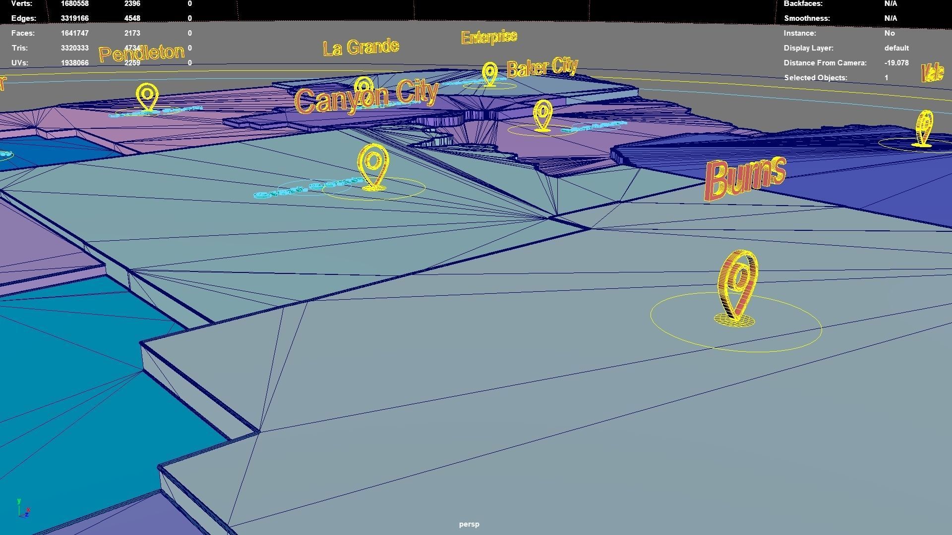 Oregon United States USA map region 3D model geography 3D model rigged ...