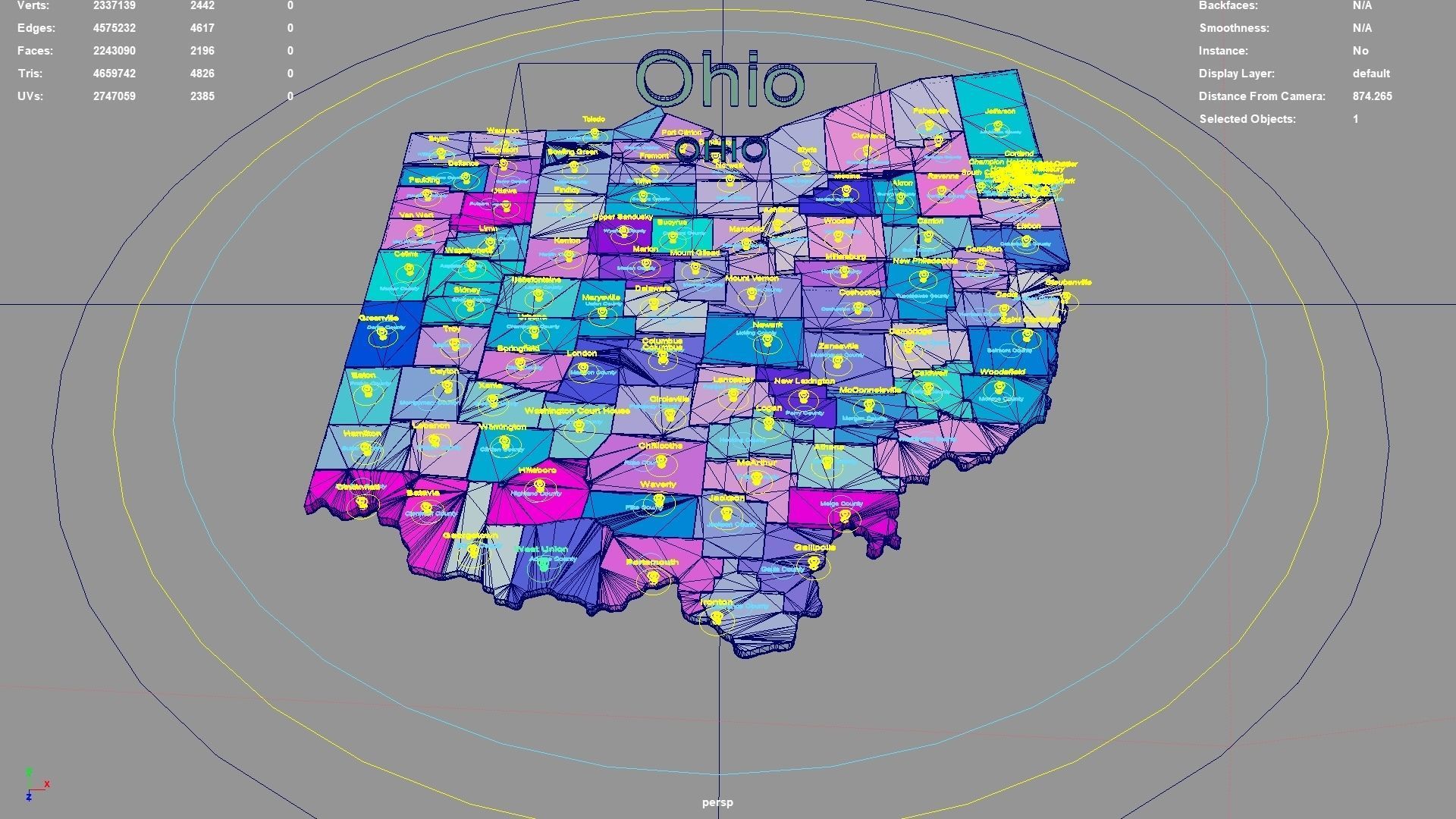 Ohio United States USA map region 3D model geography political 3D model ...