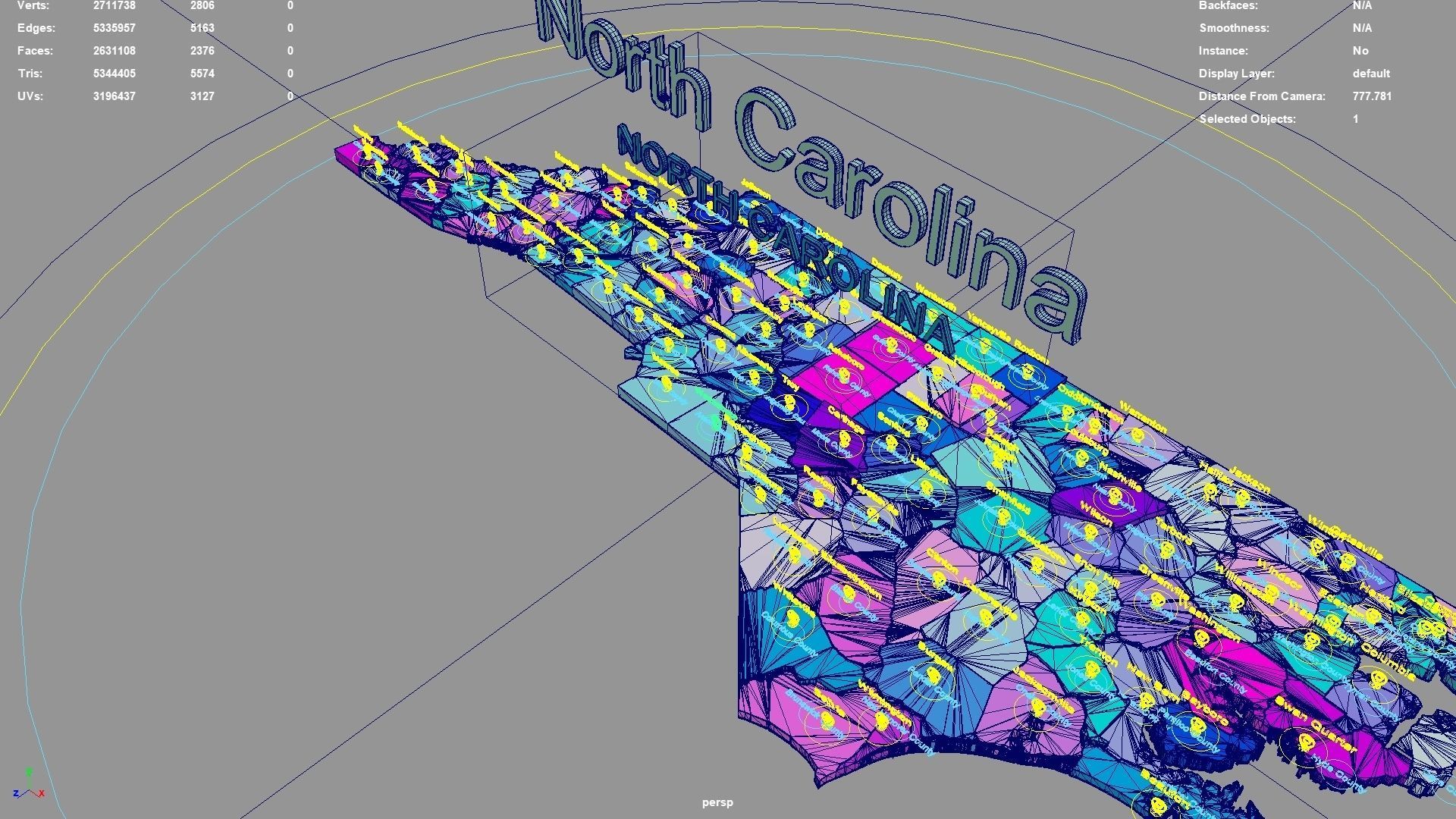 North Carolina United States USA map region 3D model geography 3D model ...