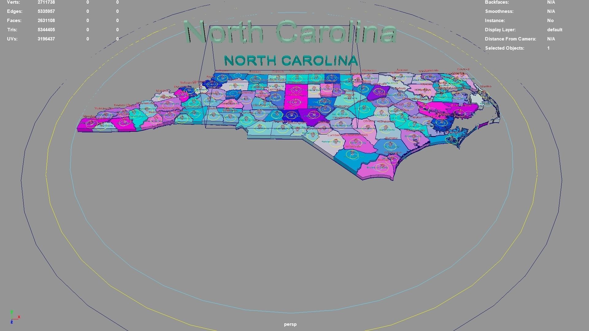 North Carolina United States USA map region 3D model geography 3D model ...