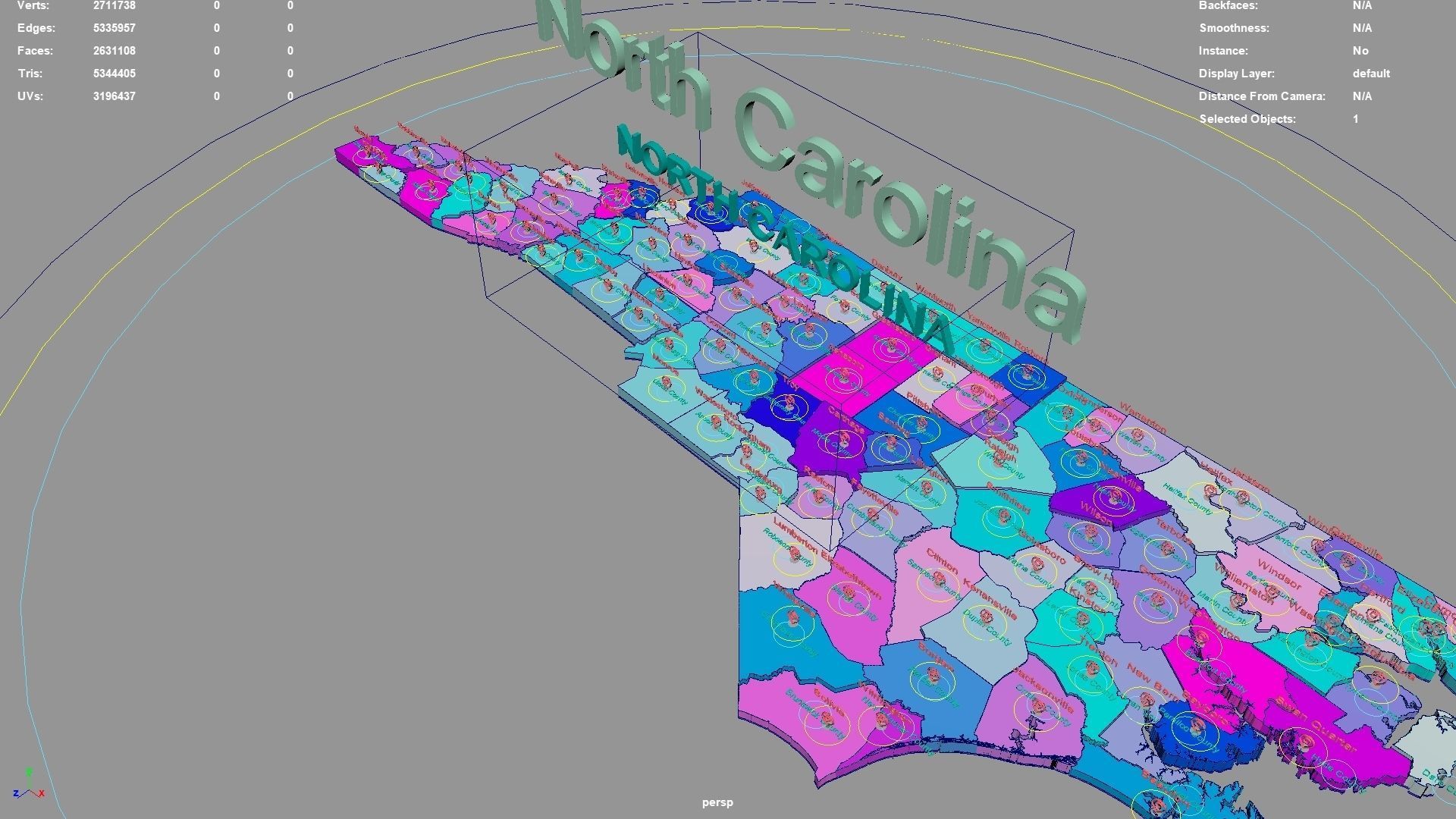 North Carolina United States USA map region 3D model geography 3D model ...