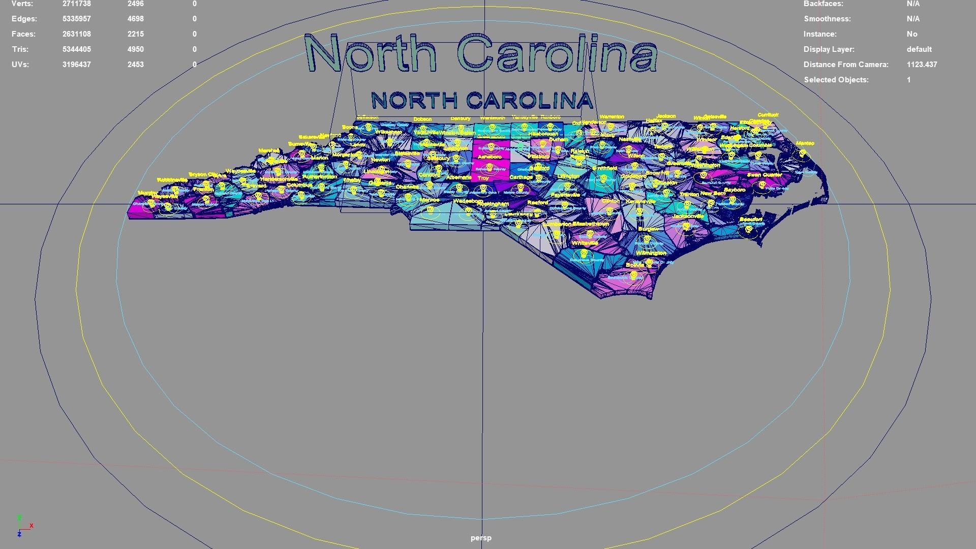 North Carolina United States USA map region 3D model geography 3D model ...