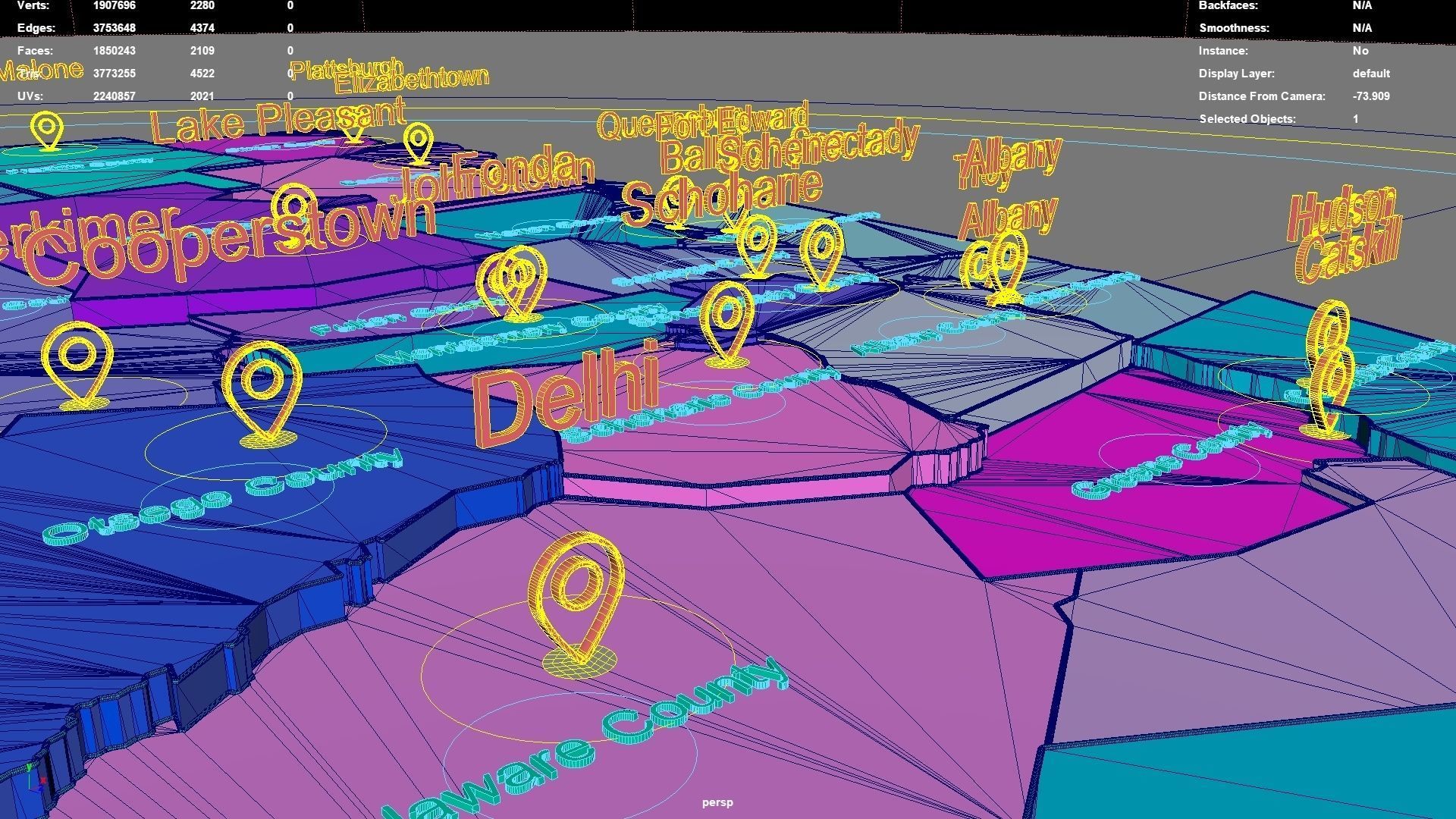 New York United States USA map region 3D model geography 3D model ...