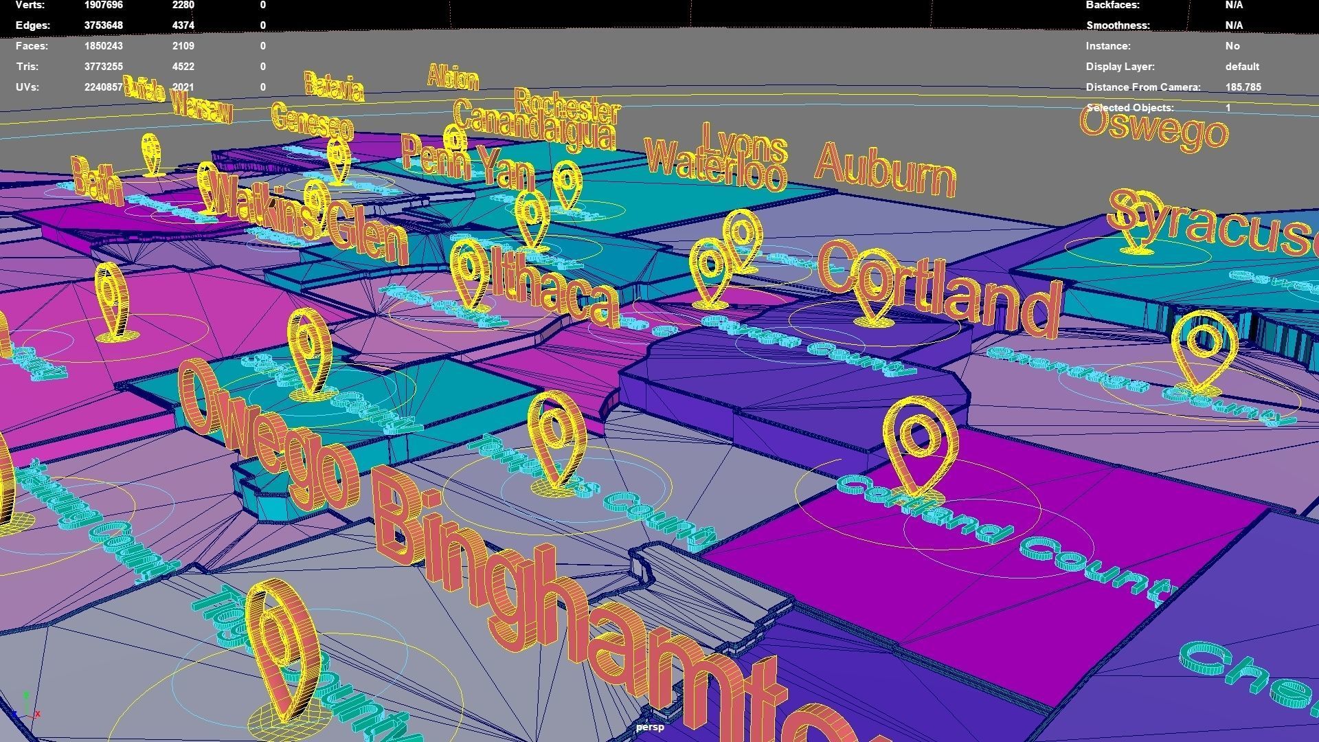 New York United States USA map region 3D model geography 3D model ...