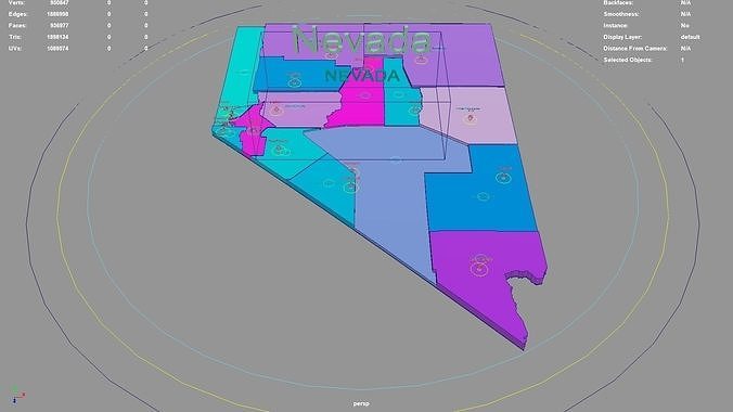 Nevada United States USA map region 3D model geography 3D model rigged ...
