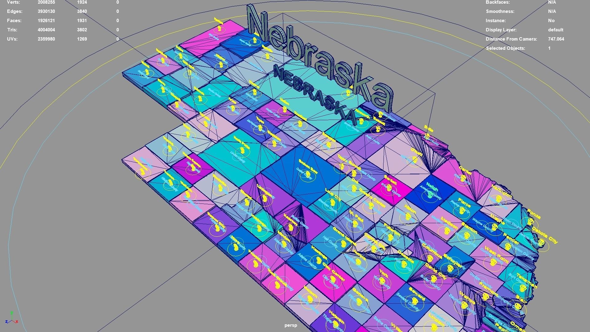 Nebraska United States USA map region 3D model geography 3D model ...