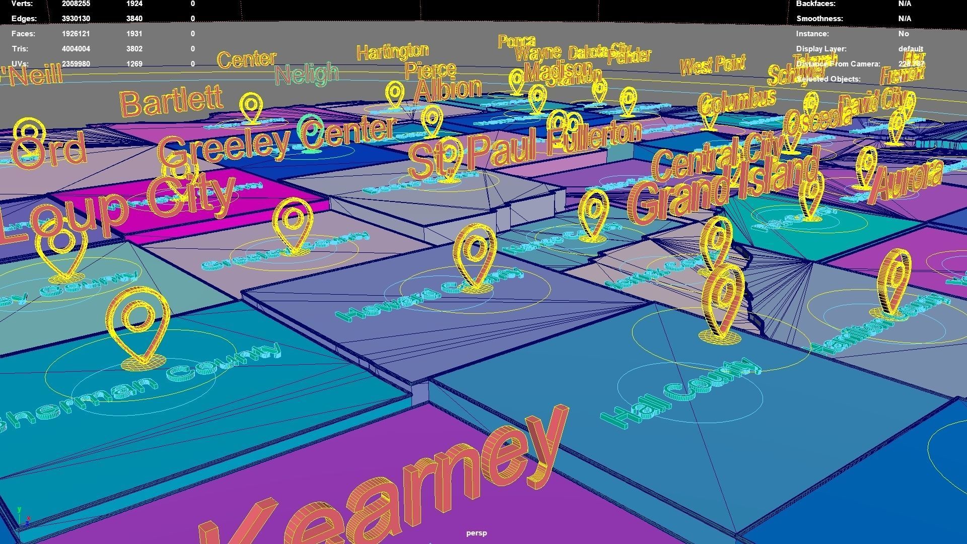 Nebraska United States USA map region 3D model geography 3D model ...