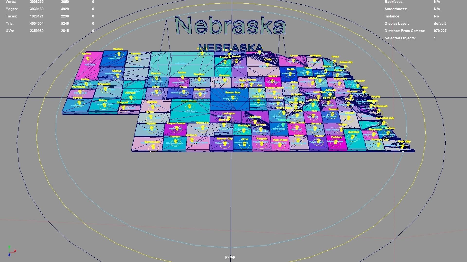 Nebraska United States USA map region 3D model geography 3D model ...
