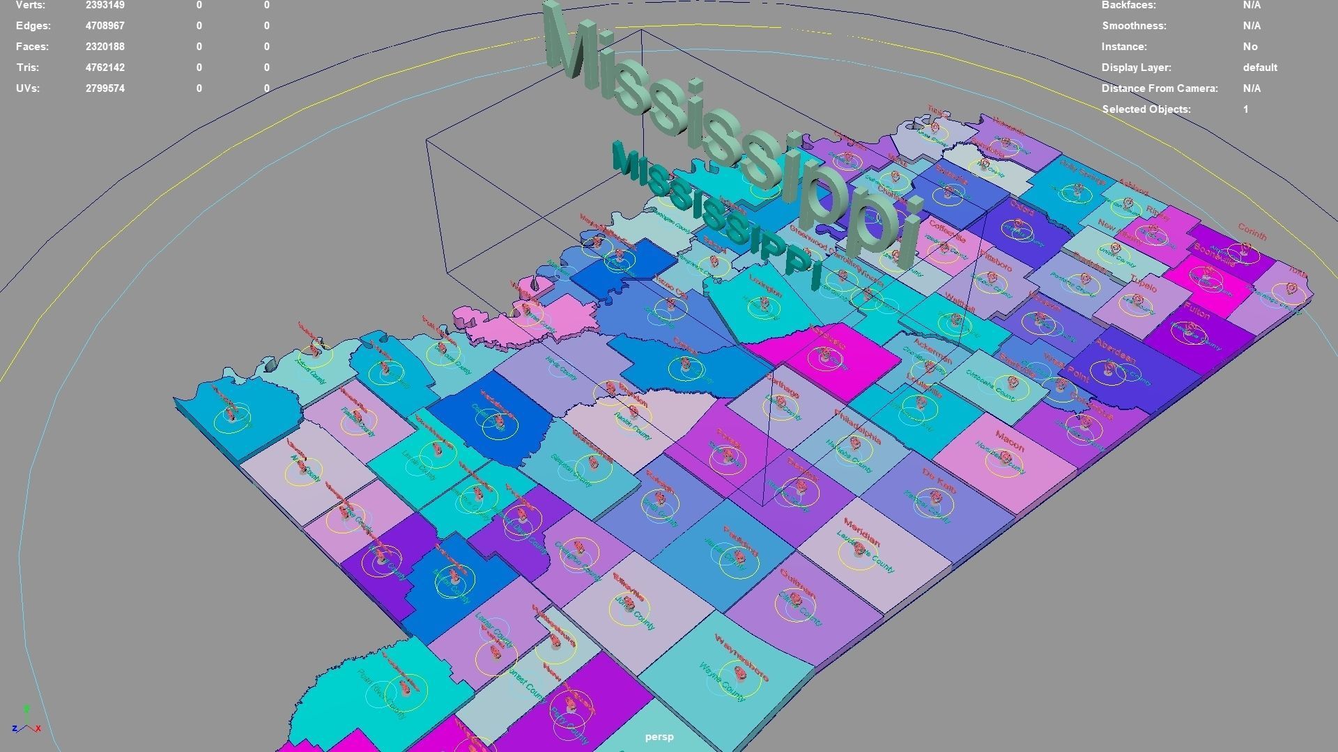 Mississippi United States USA map region 3D model geography 3D model ...