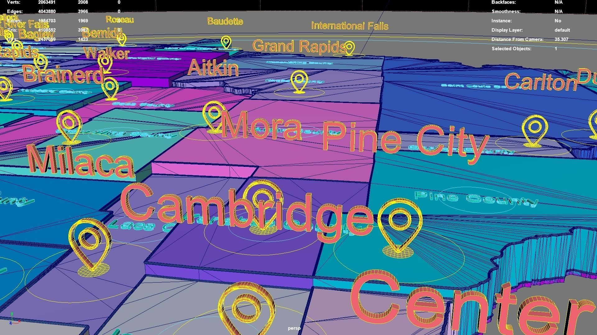 Minnesota United States USA map region 3D model geography 3D model ...