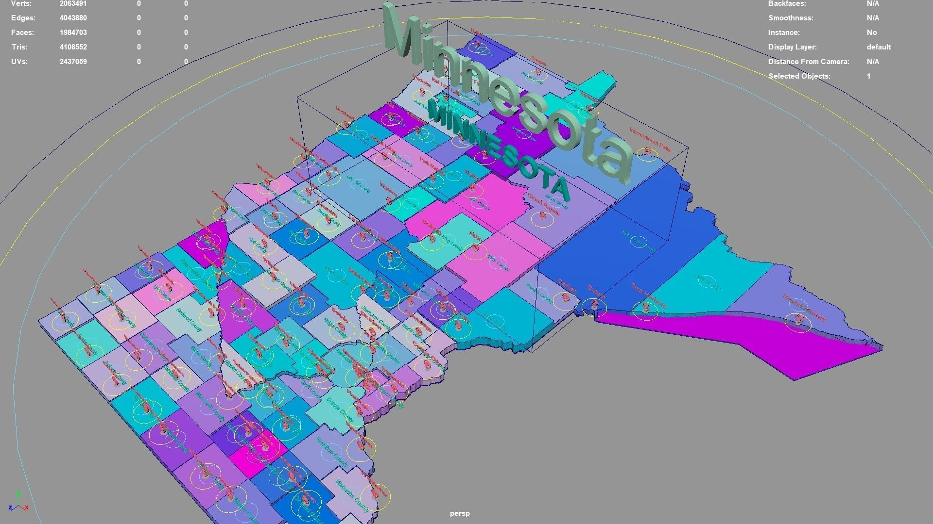 Minnesota United States USA map region 3D model geography 3D model ...