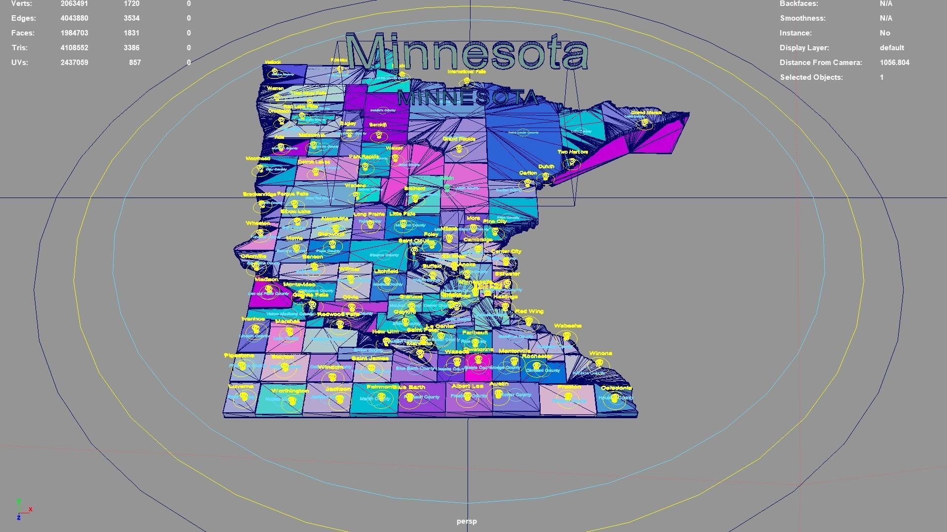 Minnesota United States USA map region 3D model geography 3D model ...