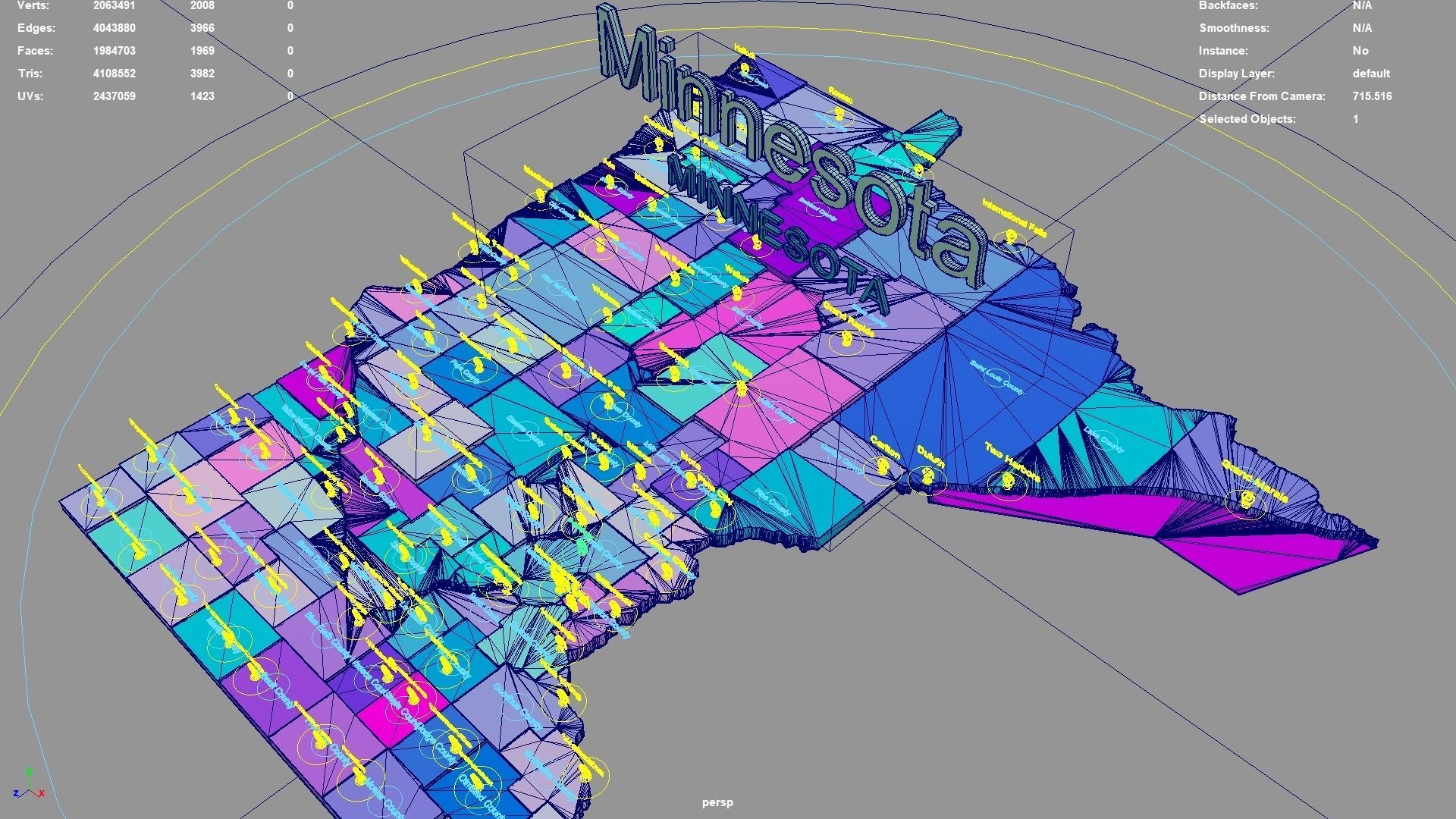 Minnesota United States USA map region 3D model geography 3D model ...