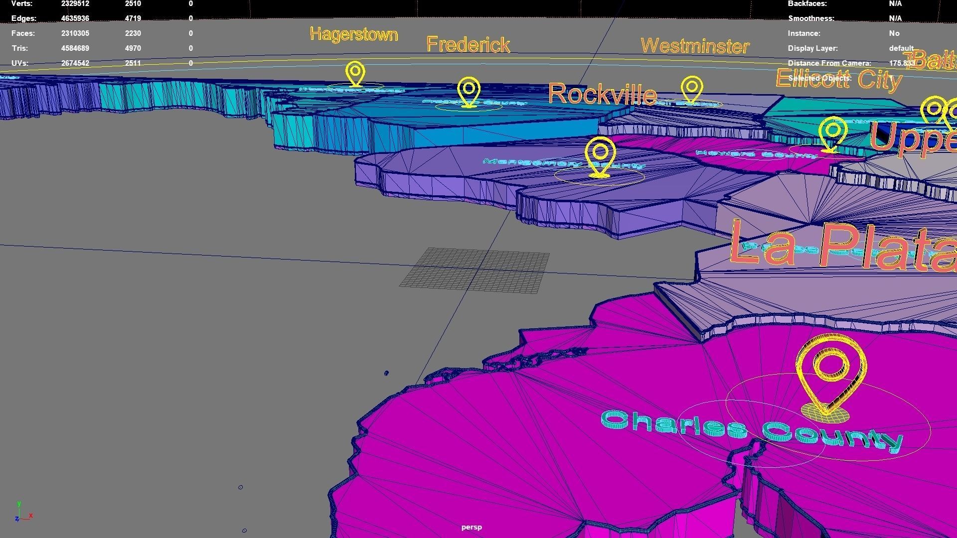 Maryland United States USA map region 3D model geography 3D model ...