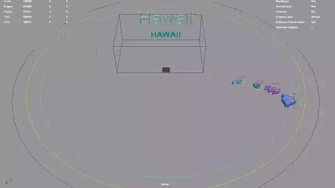 Hawaii United States USA map region 3D model geography 3D model rigged ...