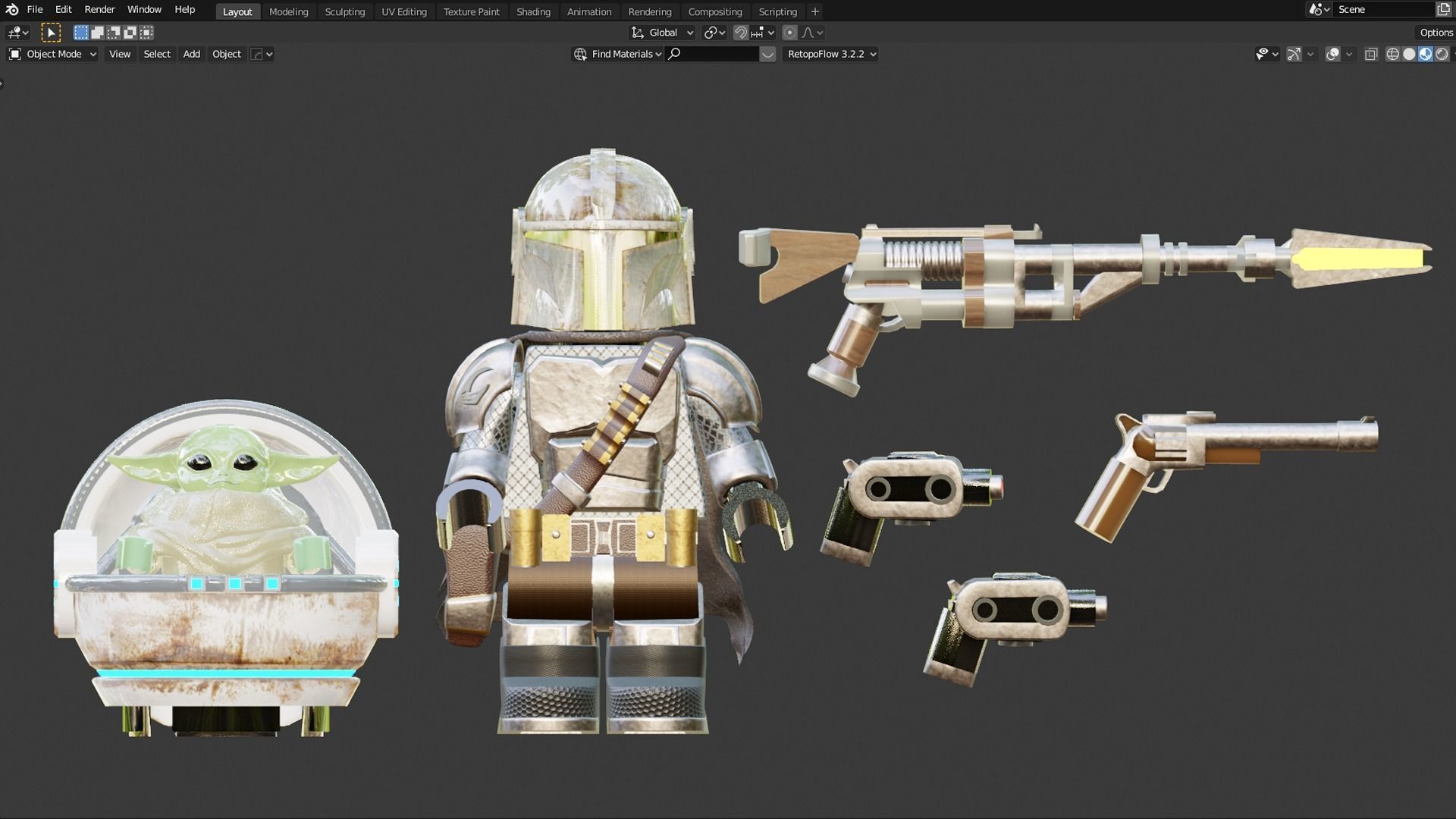 Mandalorian and grogu 3D model | CGTrader