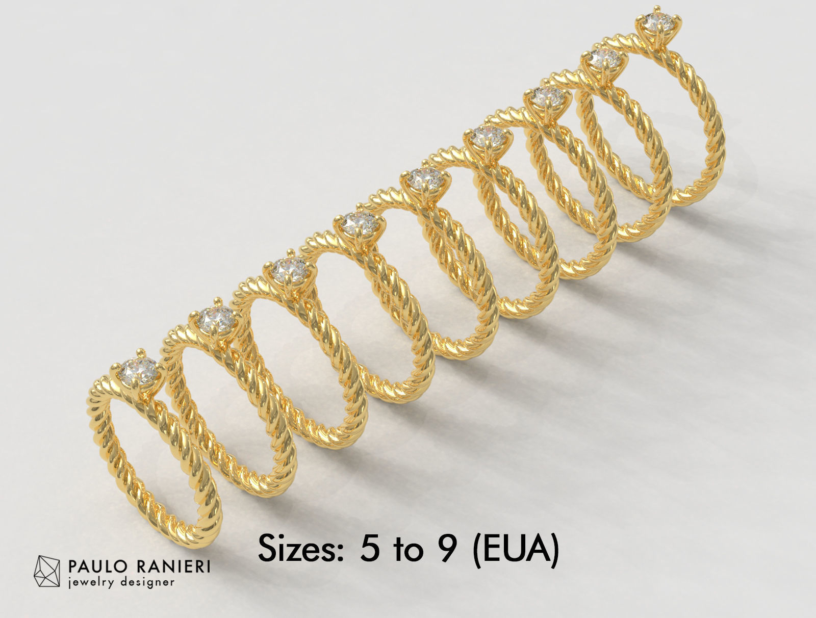 4mm Engagement Ring - Rope Texture 3D model 3D printable | CGTrader