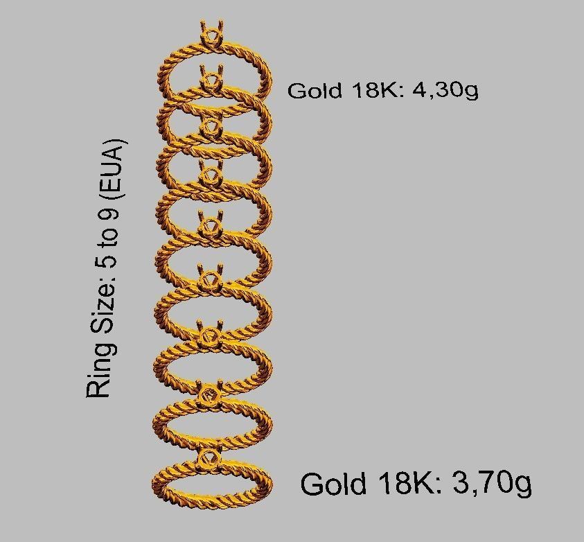 4mm Engagement Ring - Rope Texture 3D model 3D printable | CGTrader