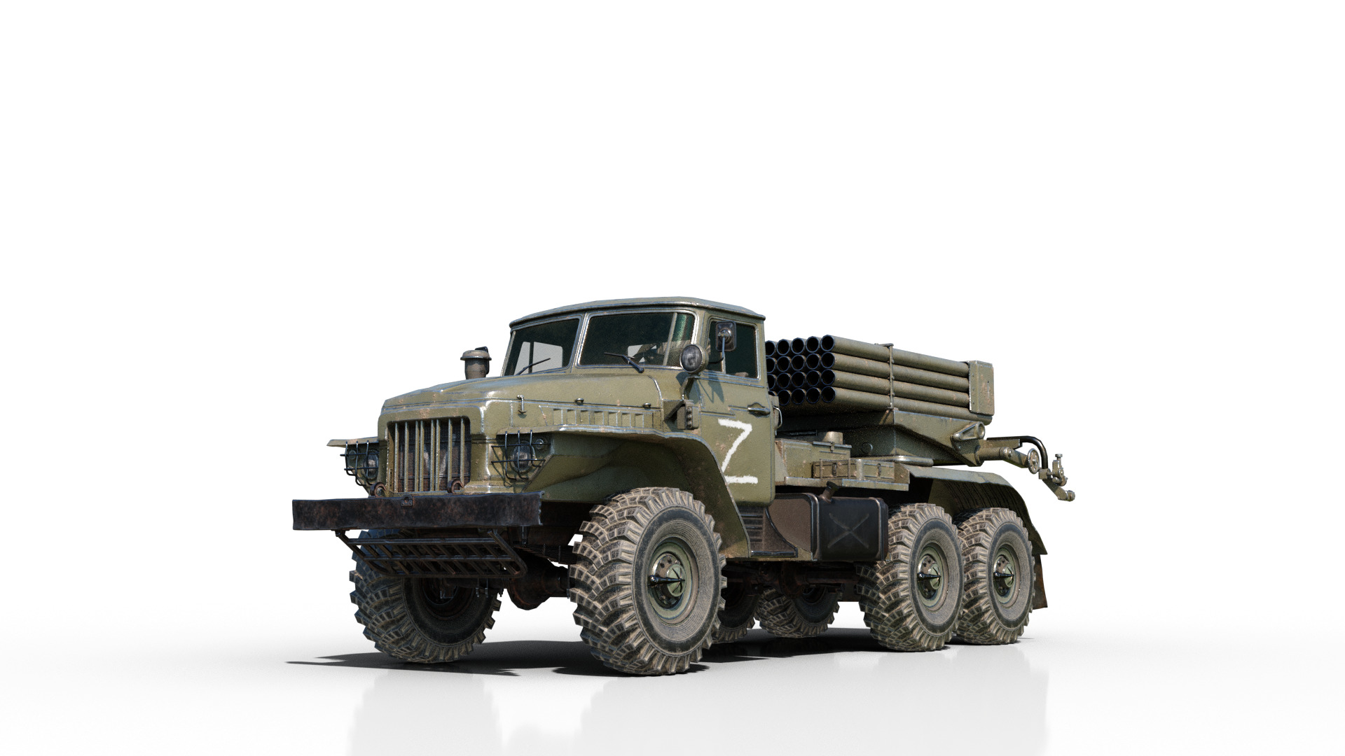 3D model PBR 2 coatings BM-21 Grad MRLS M1976 Ural VR / AR / low-poly ...