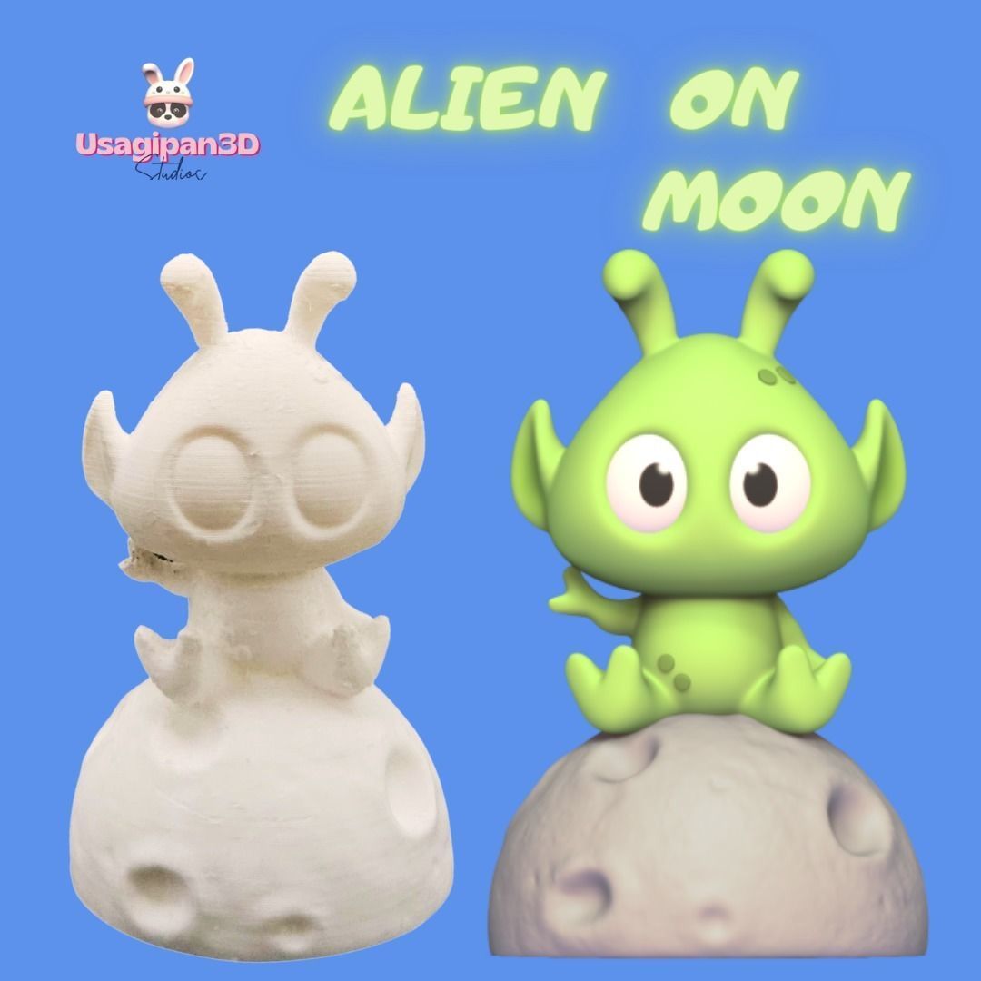 Alien on Moon 3D model 3D printable | CGTrader