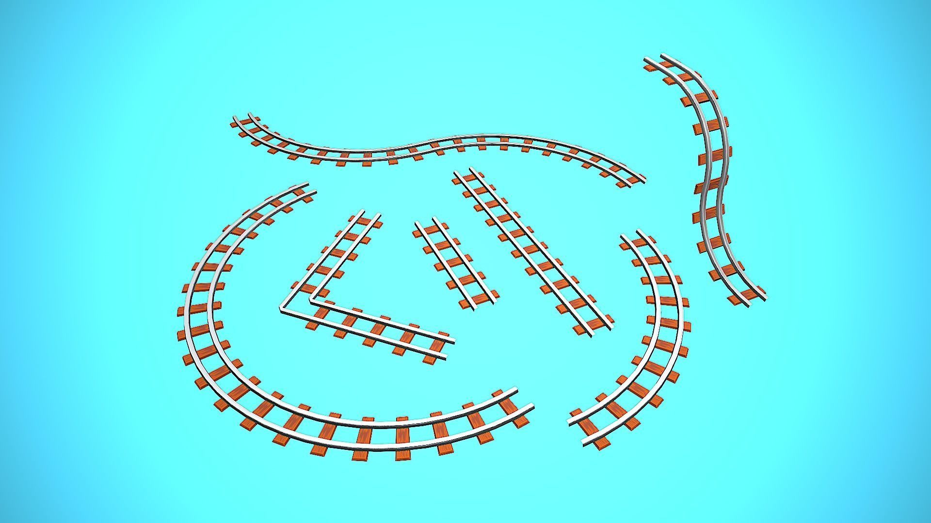 3D model MODULAR RAILS CARTOON STYLIZED VR / AR / low-poly | CGTrader