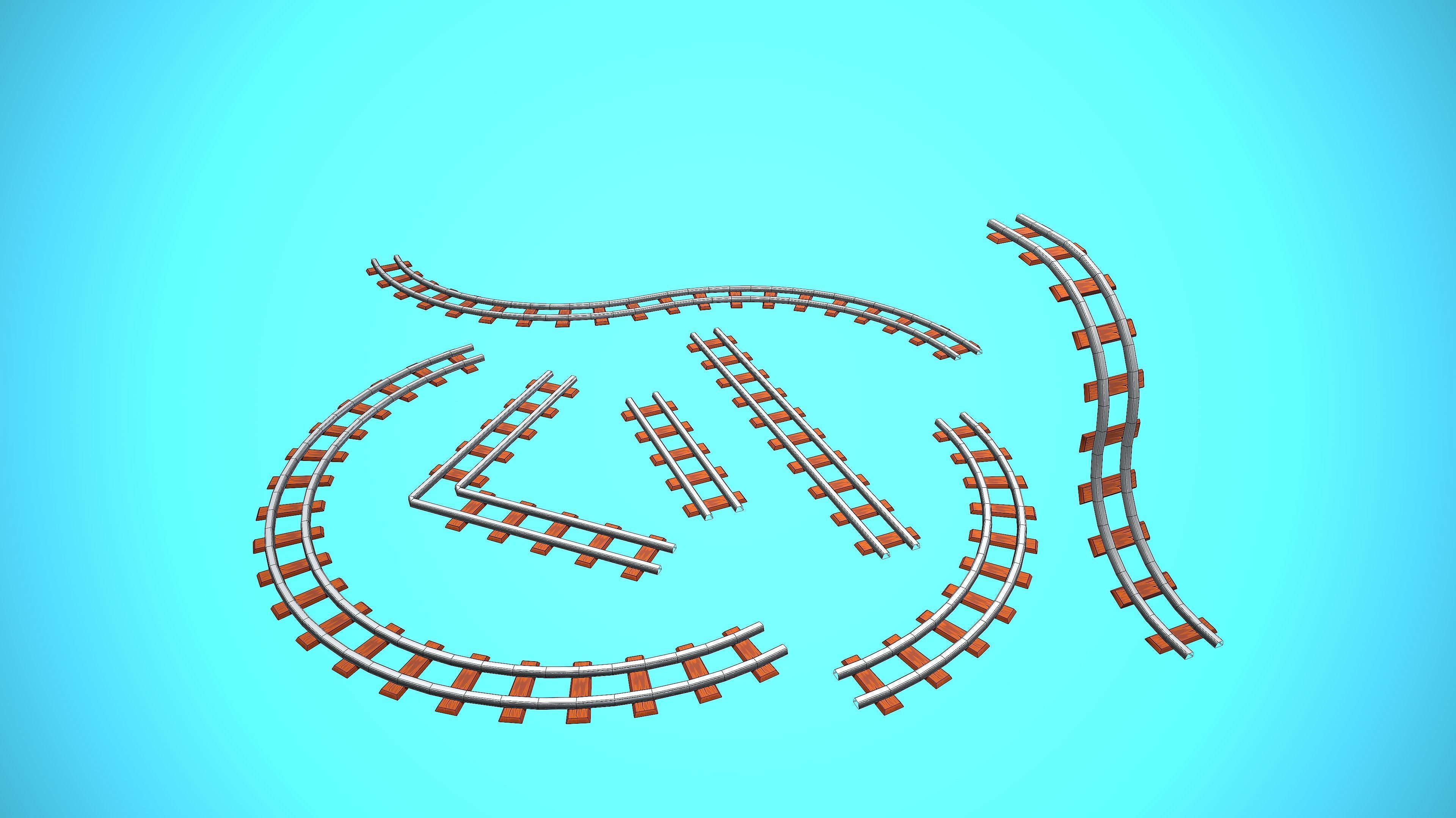3D model MODULAR RAILS CARTOON STYLIZED VR / AR / low-poly | CGTrader