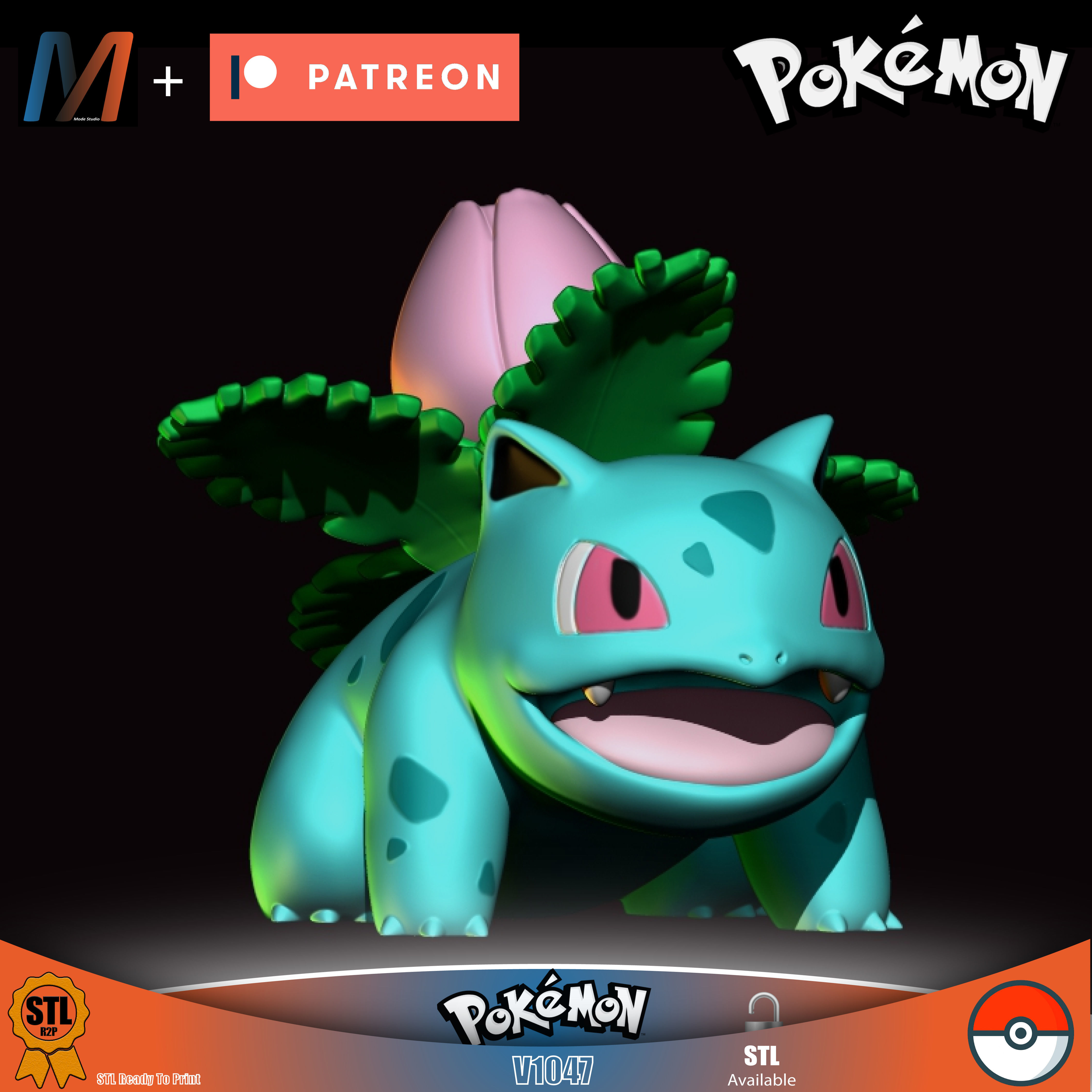 V1047 POKEMON IVYSAUR 3D model 3D printable | CGTrader