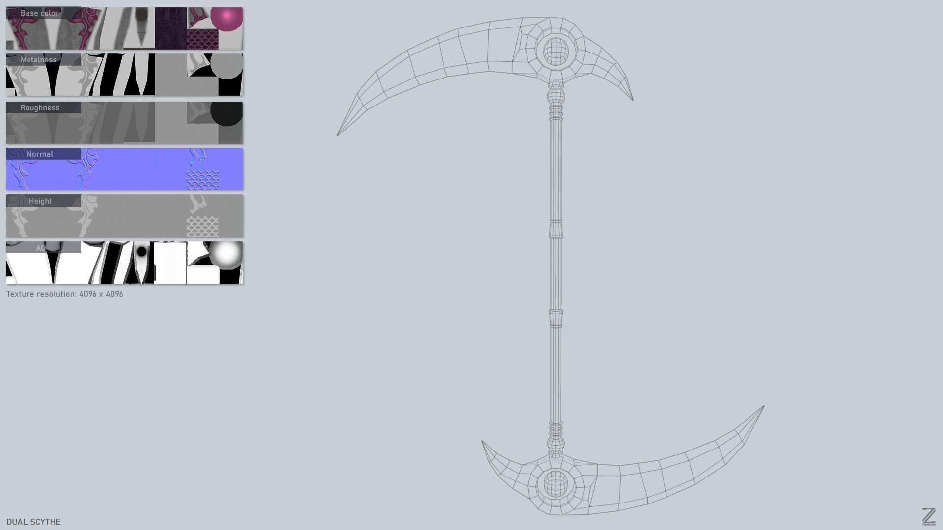 3D model Dual scythe VR / AR / low-poly | CGTrader