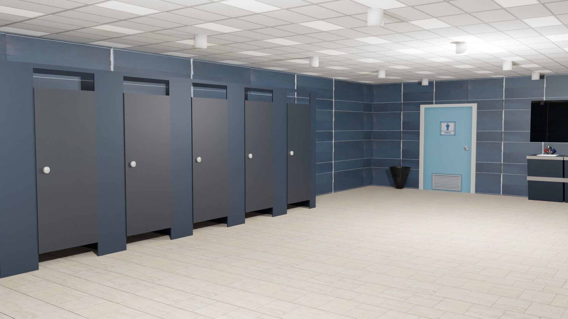 3D model School Restroom Interior VR / AR / low-poly | CGTrader